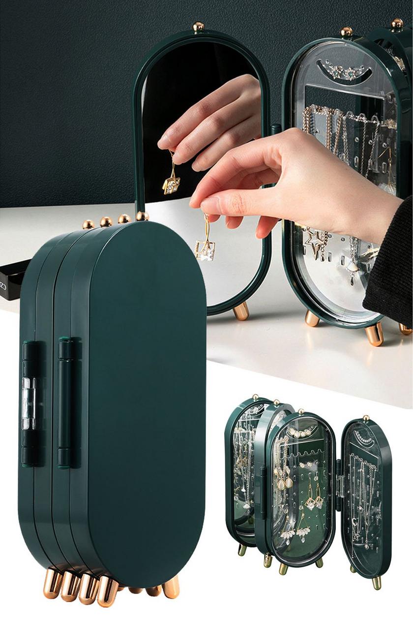 Screen Folding Jewelry Box | Jewelry Cabinet Organizer with Mirror (Ra ...